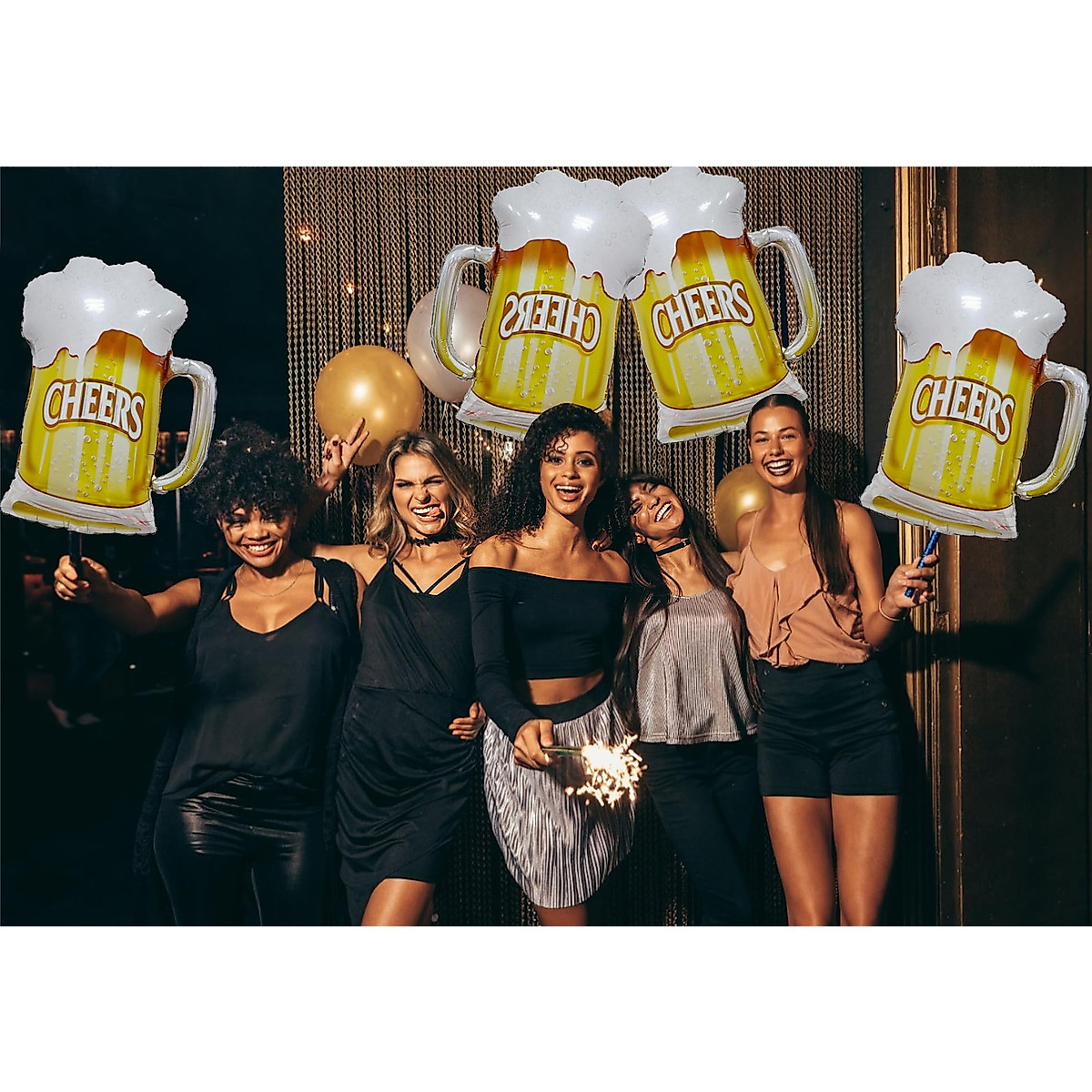 4PCS Beer Cup Balloons Foil Aluminum Beer Mug Cheers Balloon Birthday Party Decorations Bridal Shower Wedding Themed Party Supplies for Woman Man
