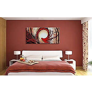 Seekland Art Hand Painted Abstract Oil Painting on Canvas Modern Wall Deco Artwork Framed Ready to Hang Contemporary Picture (Framed 48 * 24 inch)