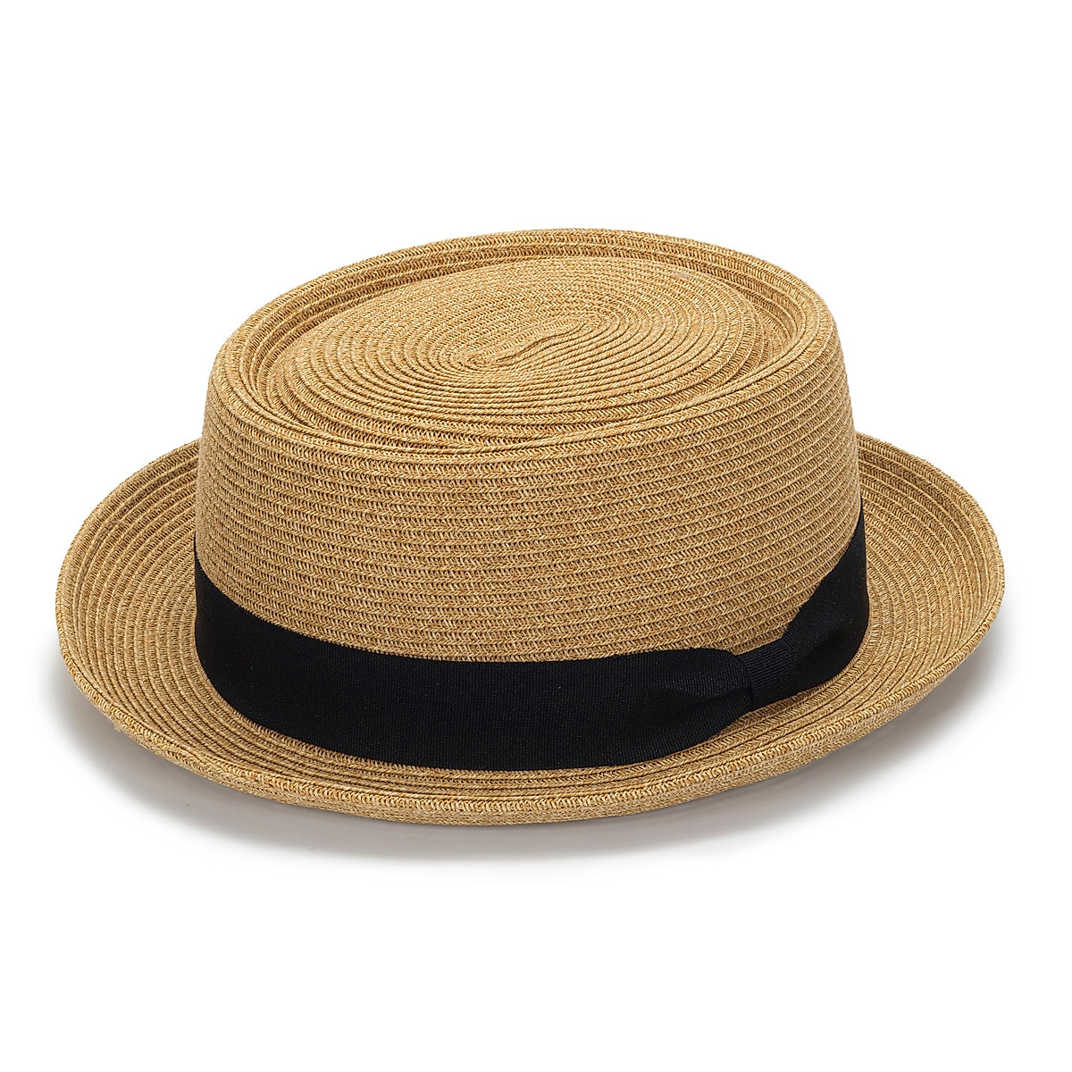 Pork-Pie-Hat-for-Men-Women Straw-Boater-Hat Summer-Sun-Derby-Fedora with Bowknot
