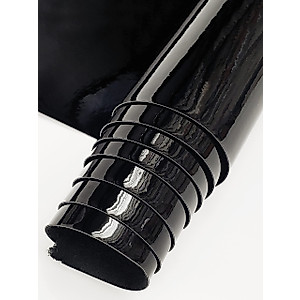 Patent Glossy NEON Vinyl TPU Leatherettes Fabric Fake Leather 52" Wide Sold by The Yard (Patent, Black)