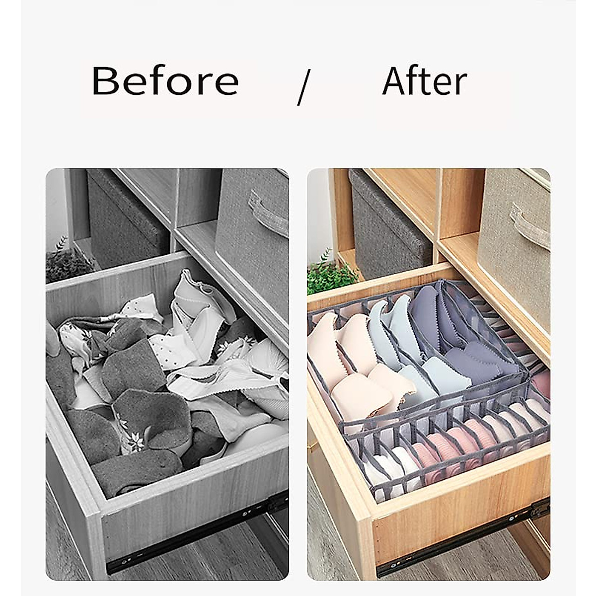 3PCS Wardrobe Clothes Organizer for Underwear and Clothing; 6,7 and 11 grids for clothes storage organization, dresser, drawer and closet organizers for: Underwear, Bra, Sweater, T-Shirt, Sock, & More