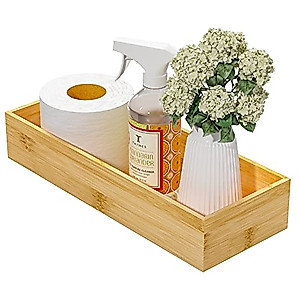 Toilet Tank Tray, Guest Towel Organizer Holder, Bathroom Accessory Vanity Bamboo Tray Wood Sink Tray, Perfume Tray for Home Decoration 15” L x 6” W x 3” H