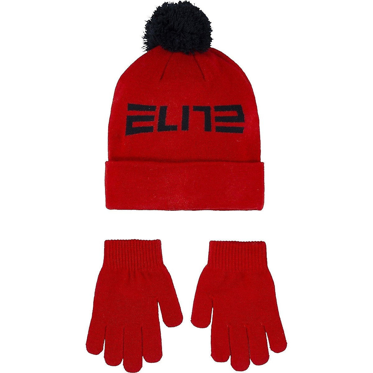 Nike Big Kids' Elite Beanie and Gloves Set (One Size, University Red/Black)