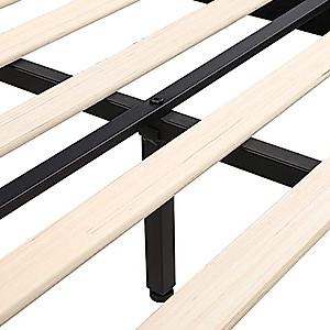 Keyluv Modern Upholstered Queen Bed Frame with 4 Storage Drawers, Platform Bed with Button Tufted Headboard, Solid Wooden Slat Support, Easy Assembly, Grey