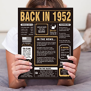 Ogeby Funny 72th Birthday Gifts for Women Men, Jumbo 72th Birthday Card for Dad Mom Grandma, Gifts for 72 Year Old Woman, Happy Back in 1952 Birthday Cards Gifts