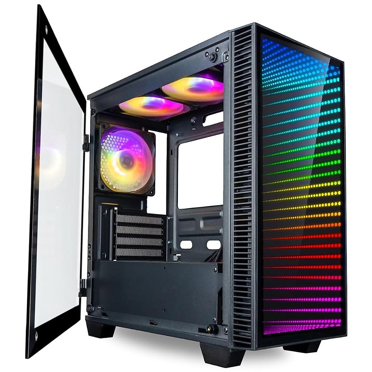 Empowered PC Continuum Micro 26L mATX Mid Tower Gaming Desktop Computer Case with 6 ARGB 600-2000rpm PWM Fans Pre-Installed, Dual Mode (3p Mobo + Remote) Control & ATX PSU & 347x166x89mm GPU Clearance