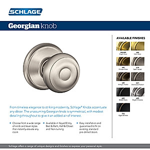 Schlage F40 GEO 620 Georgian Door Knob, Bed & Bath Privacy Lock, Antique Pewter