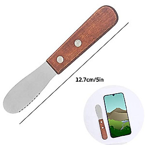 DaKuan 8 Pack Stainless Steel Straight Edge Wide Butter Spreader with Wood Handle, Sandwich Cream Cheese Condiment Knives 5 Inch