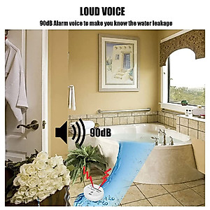 WER Water Leak Alarm Sensor, Battery Operated Leak Alert, 90dB Water Detector for Basements, Bathrooms, Laundry Rooms, Kitchens, Garages and All Office Areas (Shipped Without Battery, 2 Pack)