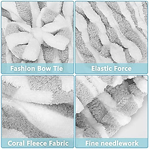 Unaikoo 2 Pack Microfiber Hair Drying Towels, Super Absorbent Turban Hair Towel Cap, Quick Dry Head wrap with Bow-Knot Shower Cap for for Curly, Long, Thick Hair & Wet Hair (Purple & Grey)