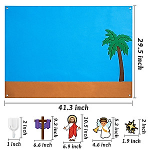 WATINC 42Pcs Easter He is Risen Jesus Crucifixion Resurrection Felt Story Board Set Christian Storytelling Party Supplies Preschool Early Learning Play Kit for Toddlers Kids