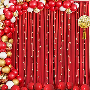 10x10 Red Backdrop Curtain for Parties Wedding Wrinkle Free Red Photo Curtains Backdrop Drapes Fabric Decoration for Birthday Party Baby Shower Christmas 5ft x 10ft,2 Panels