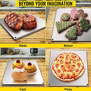 VEVOR Baking Steel Pizza, Rectangle Steel Pizza Stone, 16" x 14" Steel Pizza Plate, 0.2"Thick Steel Pizza Pan, High-Performance Pizza Steel for Oven, Baking Surface for Oven Cooking and Baking