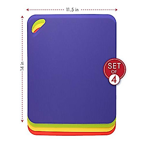Dexas Heavy Duty Grippmat Flexible Cutting Board Set of Four, 11.5 x 14 inches, Blue, Green, Yellow and Red,6554PK