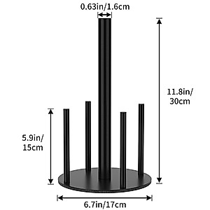 4 Arms Design Paper Towel Holder Black Kitchen Roll Holder, Premium Stainless Steel Paper Towel Holder for Kitchen Roll Organize, One-Handed Operation Countertop Roll Dispenser