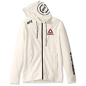 UFC Reebok Men's Walkout Hoodie, Chalk/Black, Large