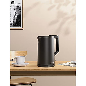 Electric Tea Kettle, INTASTING Double Wall Electric Kettle with Seamless Stainless Steel Inner, 1500W Fast Heating, 1.5L Hot Water Boiler, Auto Shut-Off & Boil Dry Protection, BPA-Free, LED Indicator (Matte Black)