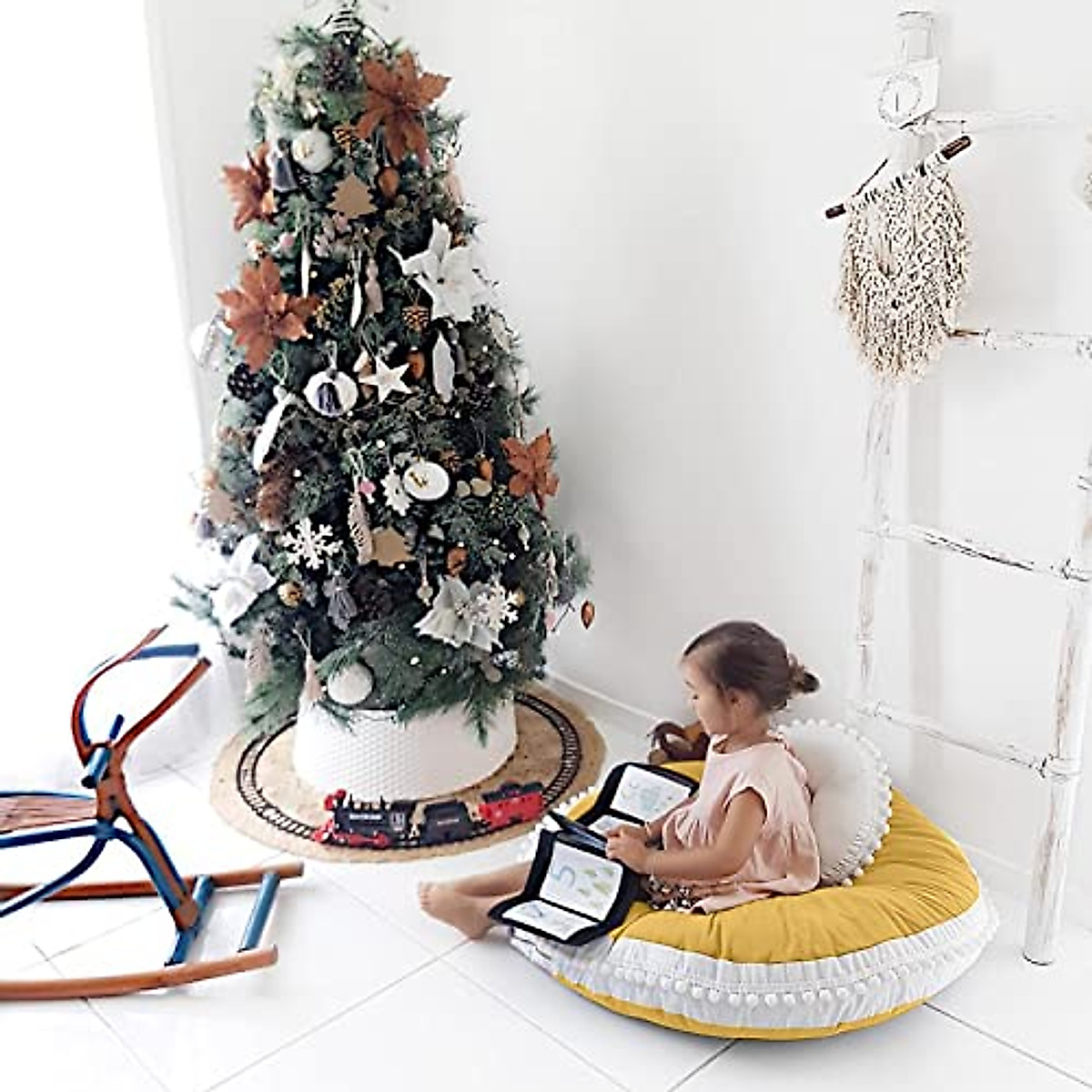 Large Floor Pillow Kids Round Floor Cushion Seating, Big Circle Pillow, Round Floor Pillows Seating for Children, Oversized Pillow Mat for Reading Nook Teepee Playroom Nursery Canopy, Yellow