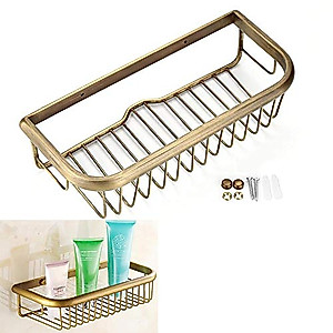Yosoo Solid Copper Bathroom Shelf,Wall Mount Bathroom Shelf 30cm Solid Copper Shower Basket Bath Soap Shampoo Storage Holder