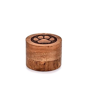 EDHAS Acacia Wood Decorative Urns Funeral Cremation Urn for Ashes for Dogs, Pet Urns for Cats (3.5" x 3.5" x 2.5")