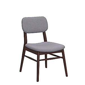 Christopher Knight Home Colette Fabric with Walnut Finish Dining Chairs, 2-Pcs Set, Light Grey / Walnut