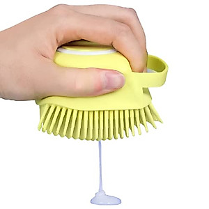 Dog scrubber bath, Dog bath brush with soap dispenser, Dog wash brush, Grooming Cleaning Comb, with Soft Silicone Rubber Bristles, Puppy Kitten Hair Brush Washing Pet Paws
