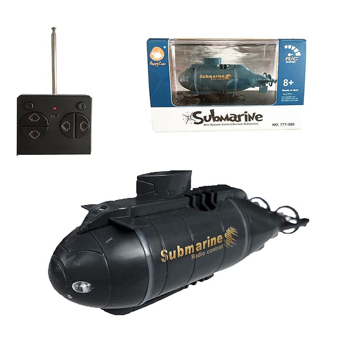 Jujuism Mini Remote Control Nuclear Submarine RC Race Boat Ship High Speed Waterproof Diving in Pools Lake Ponds, Best Gift for Kids Boys(Black)