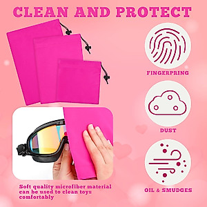 WILLBOND 18 Set of Toy Storage Adult Bags Foldable Toy Drawstring Bag Multi Purpose Toys Storage 3 Sizes Adjustable Ditty Bag Microfiber Pouch for Home Storage Travel, Hot Pink