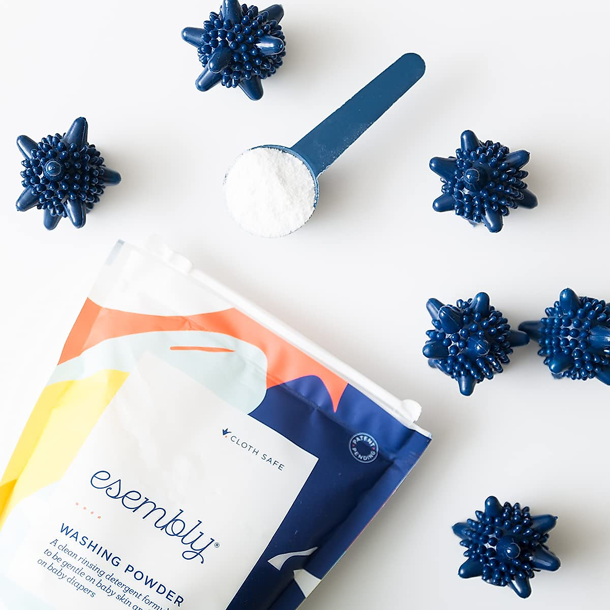 Esembly Cloth Diaper Bundle Set (Size 1, Sea Salt), Washing Powder Bundle (2 Pack) and Agitators Washer Dryer Balls (6 Pack) - Complete Cloth Diapering Laundry Package