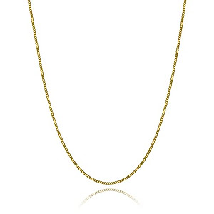 Ariana Lucci 14K Gold Filled Thin Italian Curb Chain Necklace, Non Tarnish 1mm Cuban Link Chain, Great for Pendants and Charms, Genuine 1/20 14K Gold Filled Made in Italy, 22"