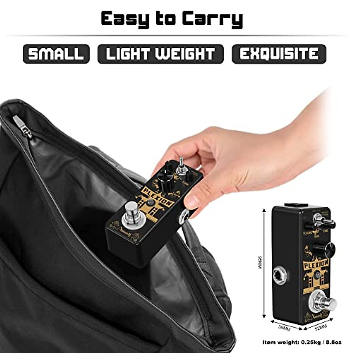 Amuzik Plexion Distortion Pedal for Guitar & Bass with Bright and Normal Mode True Bypass, AK-324