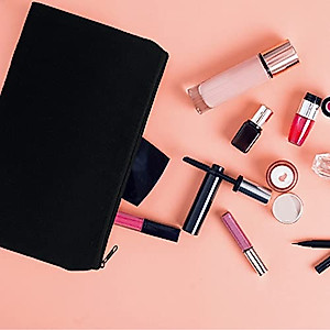 10 Pack Blank DIY Craft Bag Canvas Pen Case Black Makeup Bags Invoice Bill Bag Multipurpose Travel Toiletry Pouch with Black Zipper