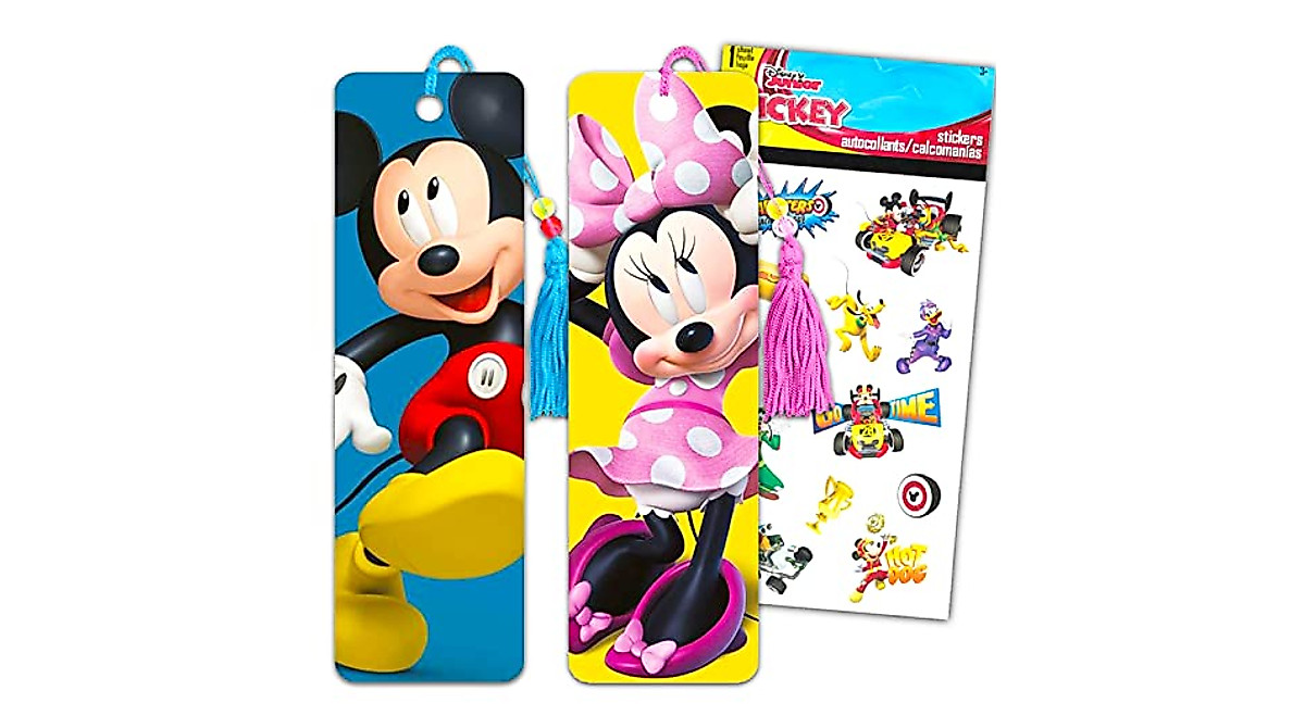Disney Mickey & Minnie Mouse Bookmark Set with Stickers - Perfect for Fans
