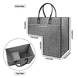 LASZOLA 2 Pack Staircase Organizer Basket Felt Stair Basket, Large Stair Storage Organizer with Faux Leather Handles L-Shape Stair Tidy Basket for Laundry Toys Household Items - Durable & Collapsible