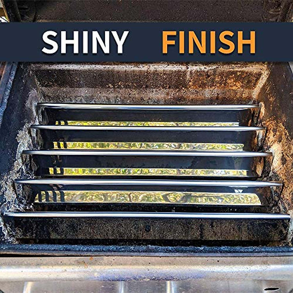 SHINESTAR 15.3-Inch Durable Flavorizer Bars Replacement for Weber Spirit & Spirit II 300 Series (Front Control) Grill Parts, Stainless Steel, 5-Pack