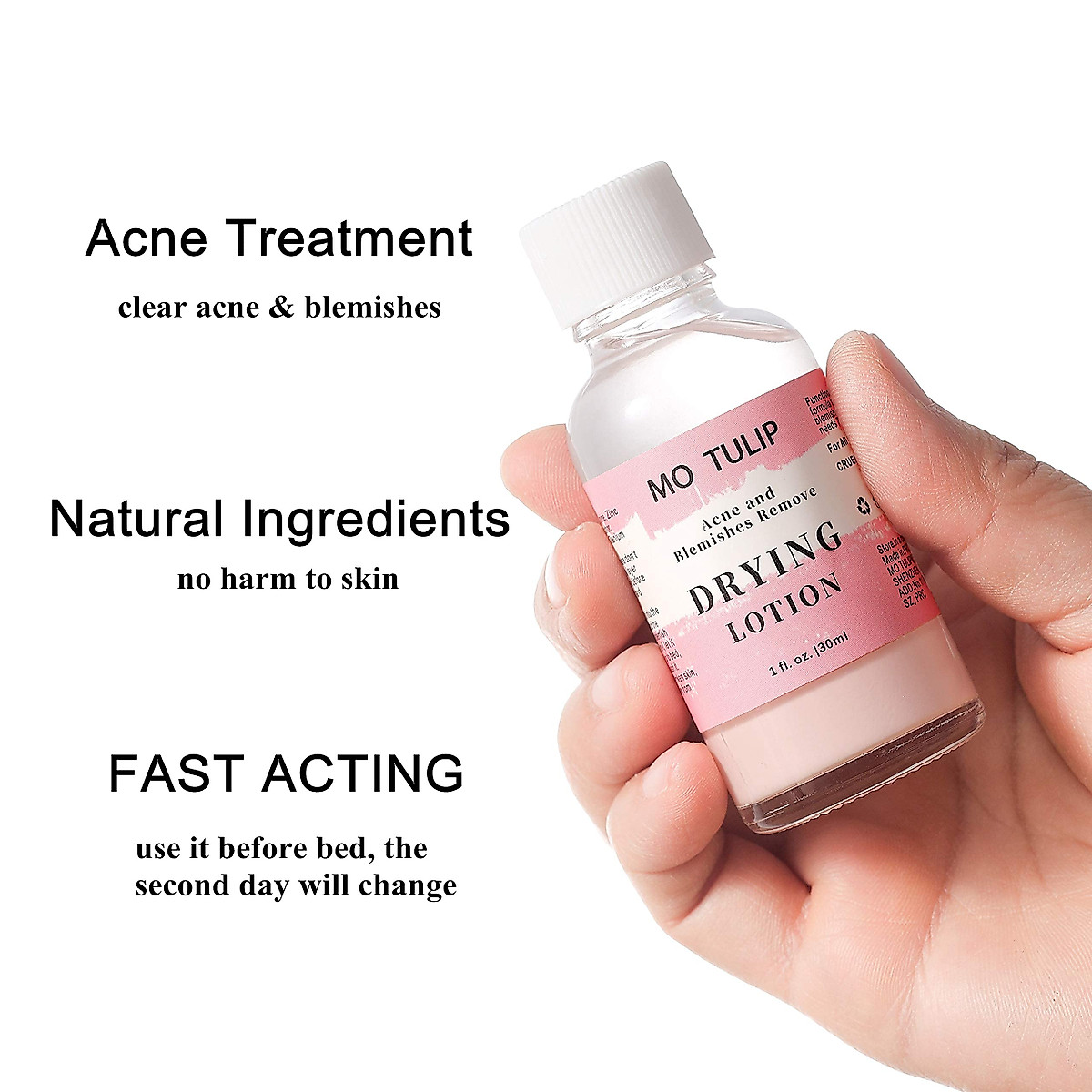 MO TULIP Acne Drying Lotion, Overnight Acne Acid and Acne Spot Treatment for Face and Body, Pimple Lotion Spot Treatment, Dry Out Pimples, Blemishes, and Clean pores (1OZ)