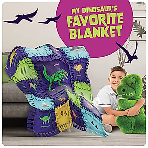 Dinosaur Tuck N' Tie Fleece Blanket Kit - DIY Crafts for Kids Ages 6+ Year Old - Best Arts & Craft Girl Easter Gifts Ideas - No Sew Quilt Blanket Making Kits - Girls Dino Gift - Crafting & Sewing Toys