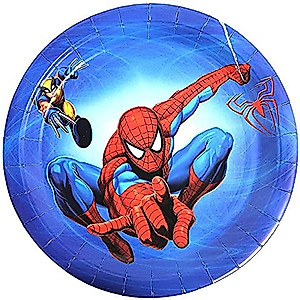 41 pcs Spiderman-Themed Party Supplies, 20 Plates, 20 Napkins and 1 Tablecloth, Spiderman Birthday Party Decorations for Boys and Girls