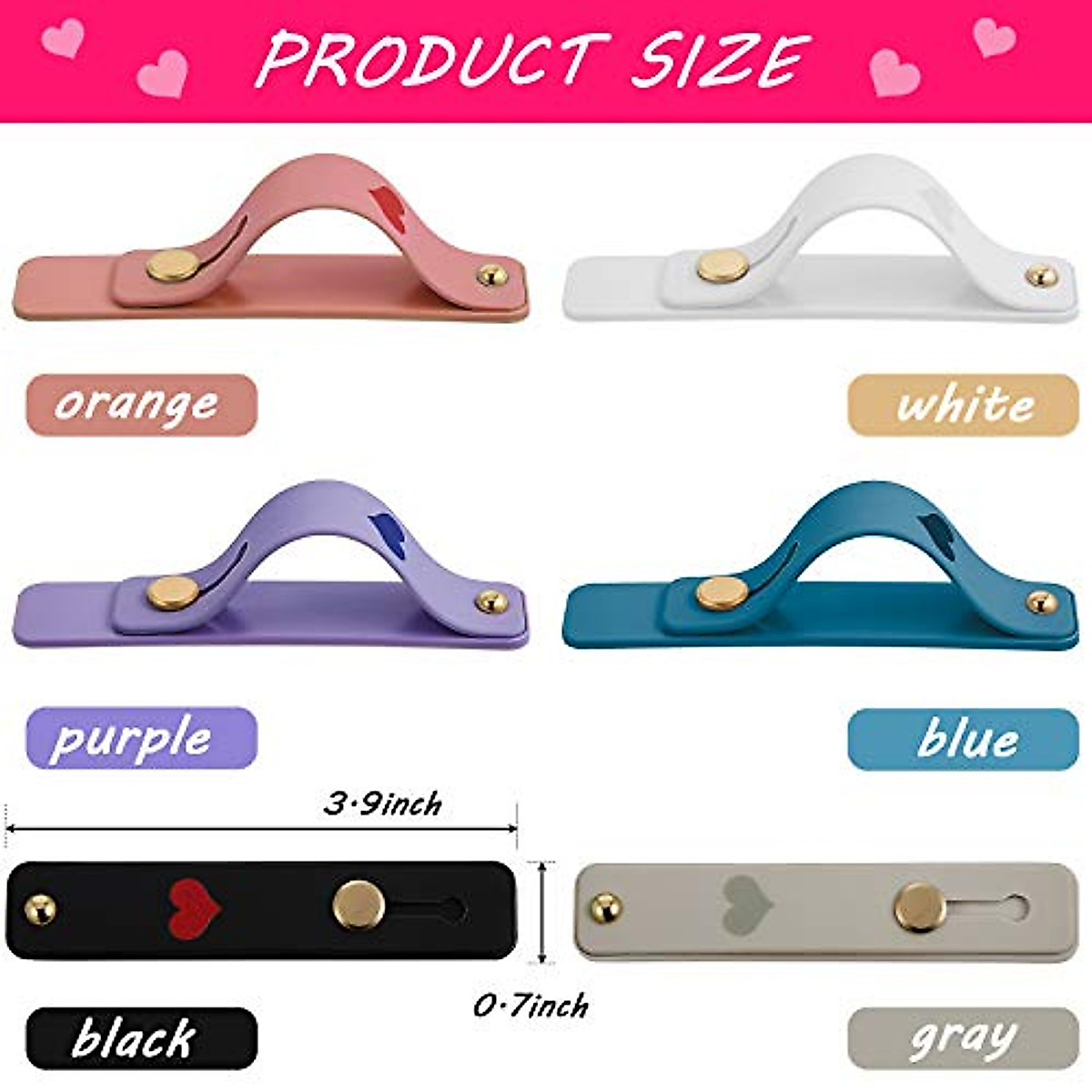 6 Pieces Phone Finger Grip Portable Telescopic Finger Strap Bracket Silicone Mobile Phone Ring Stand Phone Grip Finger Strap for Most Mobile Phones (Orange, Blue, Purple, Black, White, Gray)