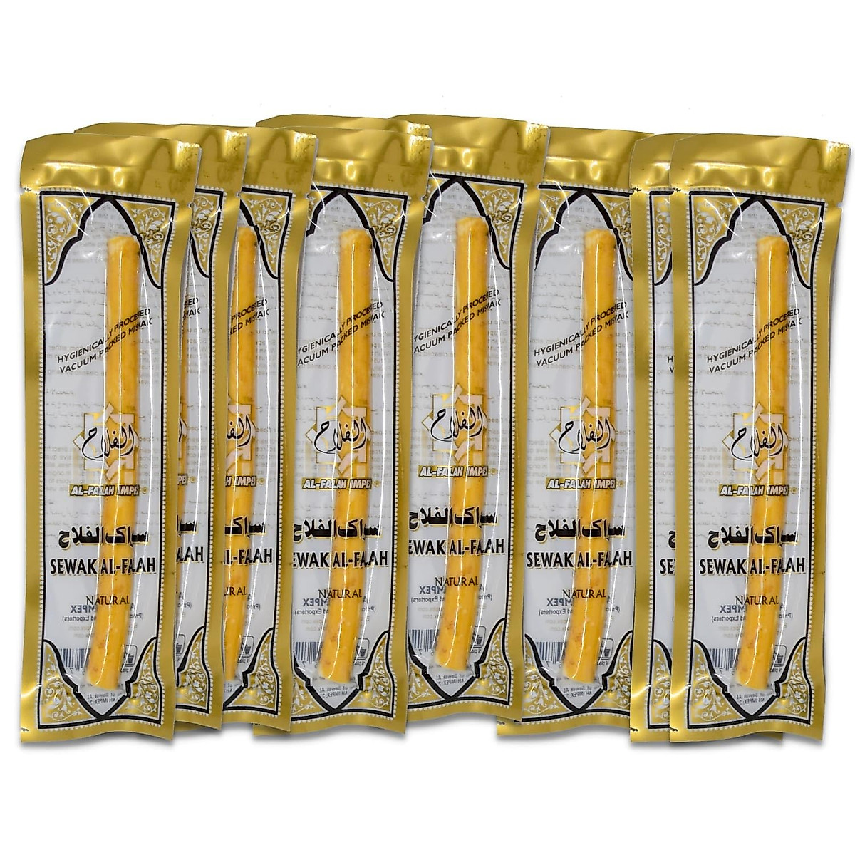 bonballoon 100 Pcs Al Falah Siwak Meswak Miswak Miswak Arak Peelu Al Falah Chewing Stick with Natural Flavor Herbal Toothbrush Vacuum Sealed Breath Freshener (100 Tooth Sticks)