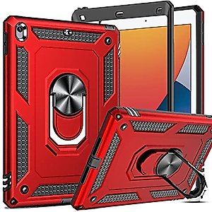 LeYi for iPad 9th Generation Case for Boys Kids, iPad 8th/ 7th Generation Case with Magnetic Stand, iPad 10.2 Case Military-Grade Shockproof Kickstand Protective Cover for Apple iPad 10.2 Inch, Red