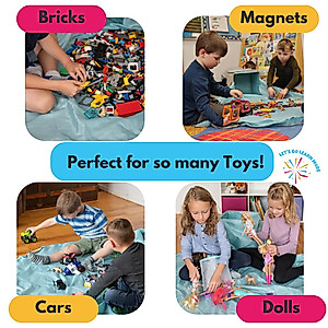 Let's Go Learn More Toy Storage Box with Play Mat for Kids | Toy organizer and storage bin with foldable play mat for building bricks, magnets, blocks, little cars, dolls