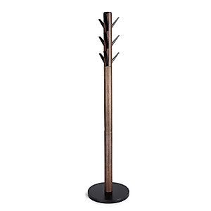 Umbra Flapper Coat Rack, Clothing Hanger, Umbrella Holder, and Hat Organizer, Great for Entryway, Black/Walnut (320361-048)