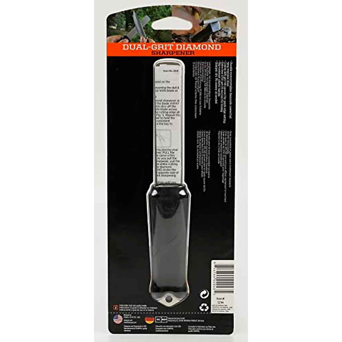 SHARPAL 121N Dual-Grit Diamond Sharpening Stone File Garden Tool Sharpener Coarse 325 / Extra Fine 1200 Grit for Sharpening Knife, Axe, Hatchet, Lawn Mower Blade, Loppers, Chisels, Spade, Drills