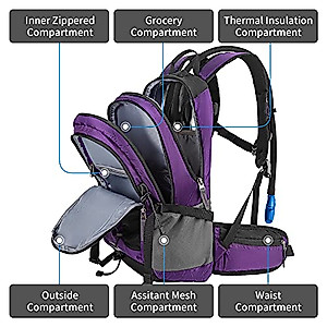 SHARKMOUTH Hydration Pack Backpack - Insulated Daypack with 2.5L Water Bladder for Hiking, Running, Camping, Cycling