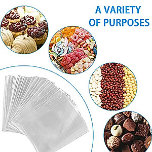 Labeol 300pcs Cellophane Bags 6X9 5X7 4X6 Cellophane Treat Bags with Ties Goodie Bags Clear Gift Bags Candy Bags Cookie Bags Party Favor Bags for Packaging Valentines