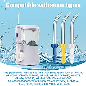 Tondiamo 6 Pieces Replacement Periodontal Tips Compatible with Waterpik 3 Colors Periodontal Tips Dental Water Flosser Replacement Tips Flossing Tips for Water Flossers and Other Oral Irrigators