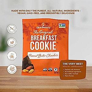 Erin Baker's Breakfast Cookies, Peanut Butter Chocolate, Whole Grain, Non-GMO, 3-ounce (Pack of 12)