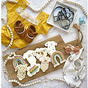 BABY SHOWER COOKIE CUTTERS Sprinkle Welcome Home One Year Old Birthday Party Celebration Infant Toddler Onesie T-Shirt Newborn Boho Rainbow And Cloud Cookie Cutters (3 pack)