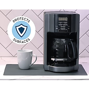 S&T INC. Coffee Mat, Silicone Mat for Coffee Maker and Espresso Machine, Coffee Maker Mat for Countertops, Silicone Grey, 12 in. x 18 in., 1 Pack